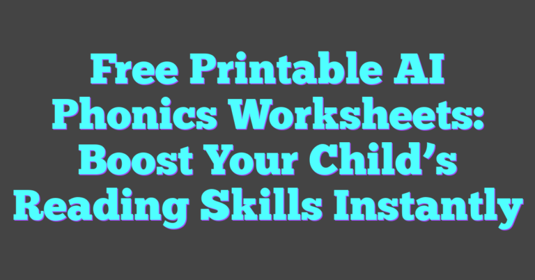 Free Printable AI Phonics Worksheets: Boost Your Child's Reading Skills ...